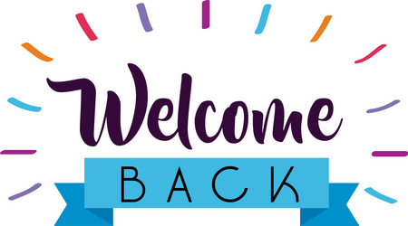 Welcome back label lettering with garlands hanging