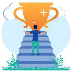 Graphic cartoon character achieve success Vector Image