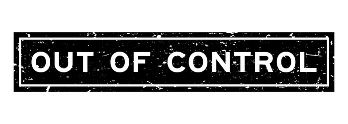 Grunge blue out of control word square rubber Vector Image