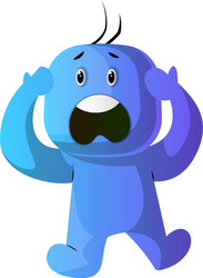 Scared blue emoji face on a white background Vector Image