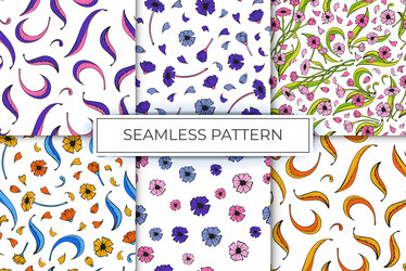 Collection of seamless patterns of floral patterns