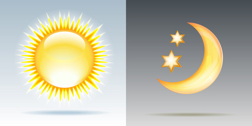 Day and night sky with sun moon cloud Royalty Free Vector