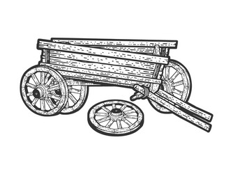 Wooden cart wheel sketch Royalty Free Vector Image