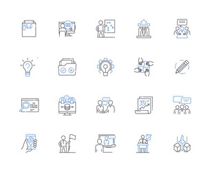 Business process line icons collection production Vector Image