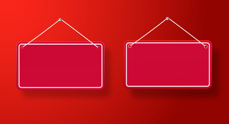 Red shop door signs hanging isolated empty Vector Image