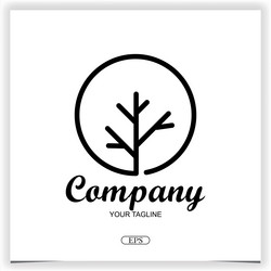 Circle leaf outline logo premium elegant template Vector Image