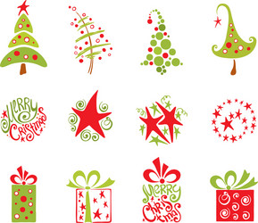 Funny collection of christmas trees Royalty Free Vector