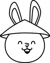 Cute mid autumn rabbit with chinese hat head Vector Image