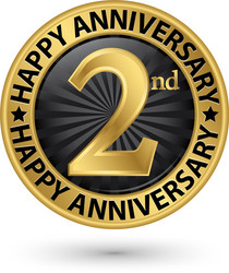 2 years happy anniversary congratulations gold Vector Image