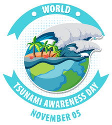 World tsunami awareness day logo design Royalty Free Vector