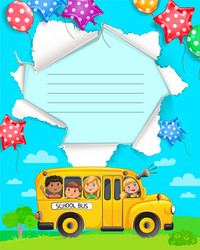 Notebook with kids on white background Royalty Free Vector