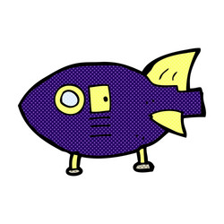 Comic cartoon space rocket Royalty Free Vector Image