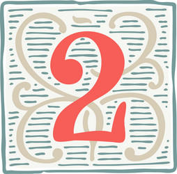 Number two logo in ancient historical style Vector Image