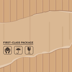 Cardboard of first class package Royalty Free Vector Image