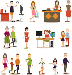 Happy active family cartoon people Royalty Free Vector Image