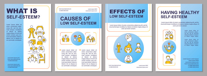 Improving self esteem blue and yellow brochure Vector Image