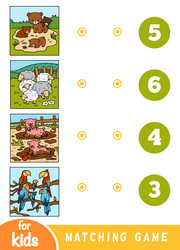 Count and match pig cartoon Royalty Free Vector Image