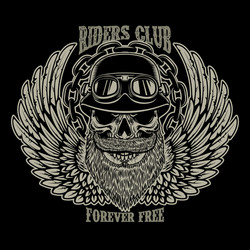 Riders club vintage biker emblem with winged Vector Image