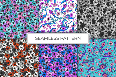 Collection of seamless patterns of floral patterns
