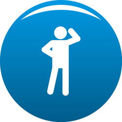 Stick figure stickman icon blue Royalty Free Vector Image