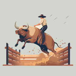 Bull riding cowboy Royalty Free Vector Image - VectorStock