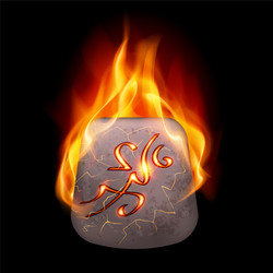 Burning stone with magic rune Royalty Free Vector Image