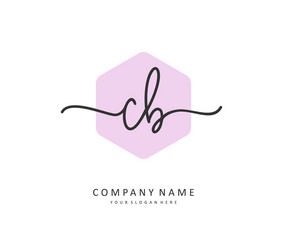 C b cb initial letter handwriting and signature Vector Image