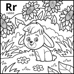 Color alphabet for children letter r rabbit Vector Image