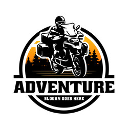 Adventure motorcycle logo Royalty Free Vector Image