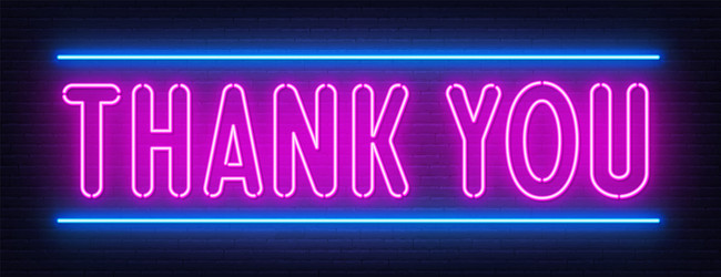 Thank you neon sign on brick wall background Vector Image