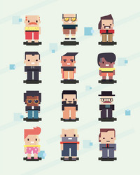 Flat 8-bit woman Royalty Free Vector Image - VectorStock