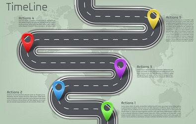 Infographic world map road timeline layout Vector Image