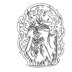 Lich monster outline sketch Royalty Free Vector Image