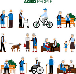 Life active old people elderly man woman draw Vector Image