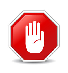 Adblock or red stop sign with hand icon Royalty Free Vector