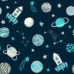 Childish seamless pattern hand drawn space Vector Image