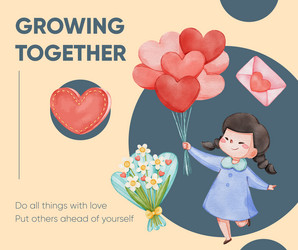 Facebook post template with girl child hug Vector Image