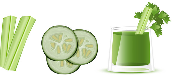 Set of fruit and vegetable cucumber Royalty Free Vector