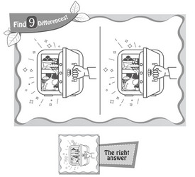 Find 9 differences game food peace Royalty Free Vector Image