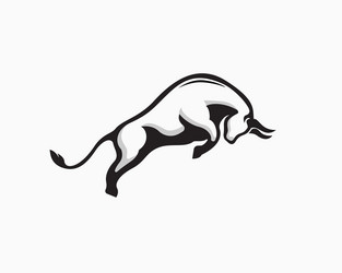 Elegant bull attack logo design inspiration Vector Image