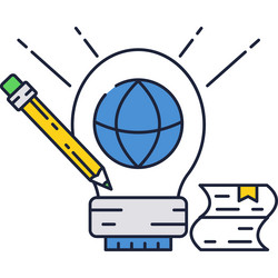 Global education outline icon globe logo Vector Image