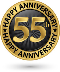 Celebrating 55th anniversary gold label Royalty Free Vector