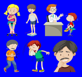 Set of sick people with different symptoms Vector Image