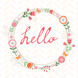 Hello card with decorative floral frame Royalty Free Vector