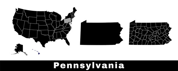 Pennsylvania state shape silhouette simplified Vector Image