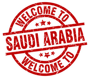 Welcome to saudi arabia red round vintage stamp Vector Image