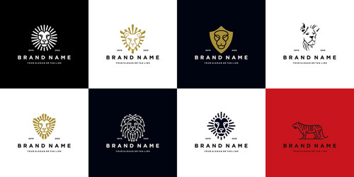 Line art lion logo template and inspiration Vector Image