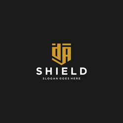 Initial vi logo monoline shield icon shape with Vector Image