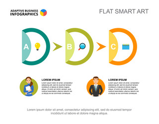 Three elements process chart template Royalty Free Vector