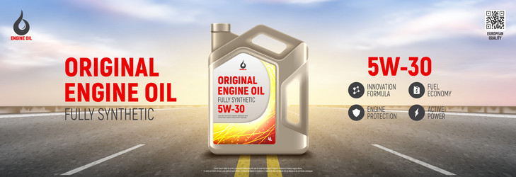 Engine oil advertising poster Royalty Free Vector Image
